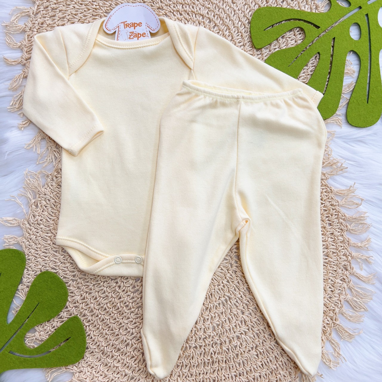 Conjunto body e mijão Basic manga longa - Amarelo
